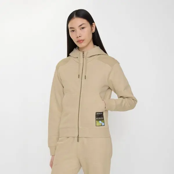 Burberry Landscape Label Cotton Zip Hoodie