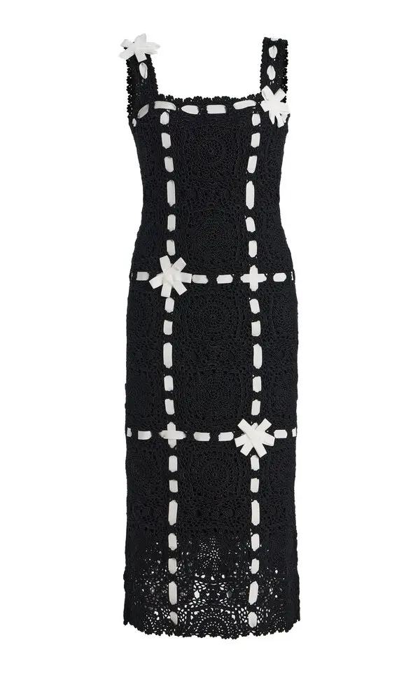 Carolina Herrera Hand-crocheted Midi Dress - Black