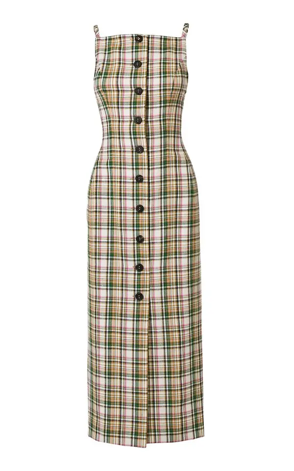 Carolina Herrera Check Tailoring Midi Pencil Dress - Plaid