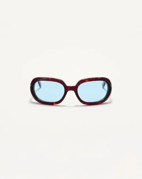 Valentino Garavani Oval Wrap-around Sunglasses - Dark Havana/light Blue
