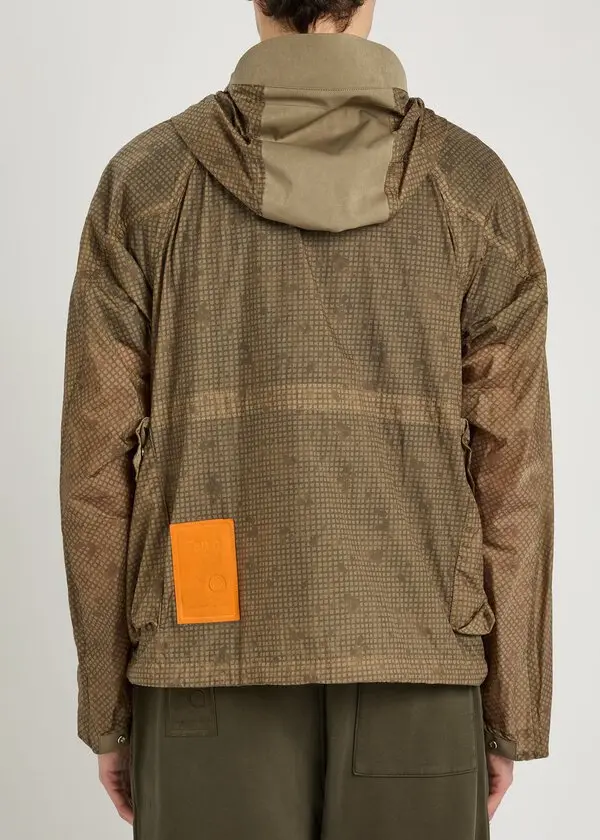 TEN C Skye Checked Hooded Shell Jacket - Brown