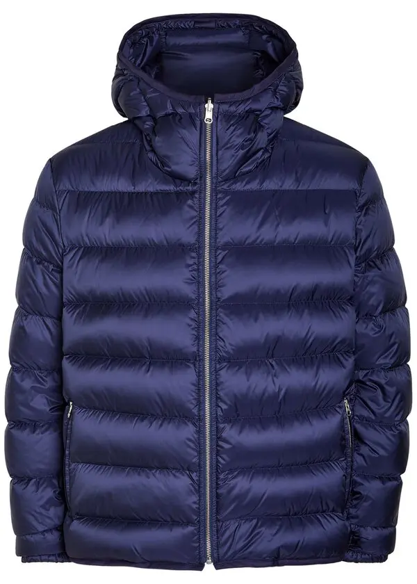TEN C Padded Hooded Nylon Jacket - Navy