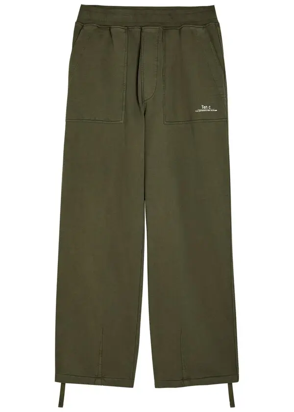 TEN C Straight-leg Cotton Sweatpants - Olive