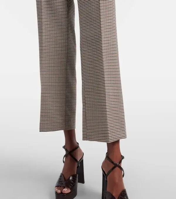 Etro Checked Wool-blend Cropped Flare Pants