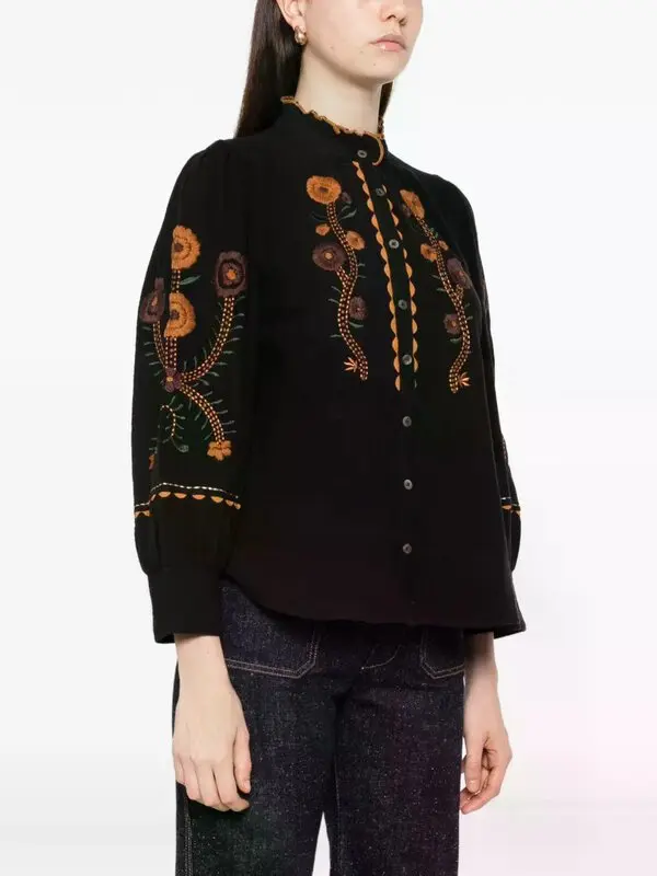 Antik Batik Embroidered Frill-neck Shirt