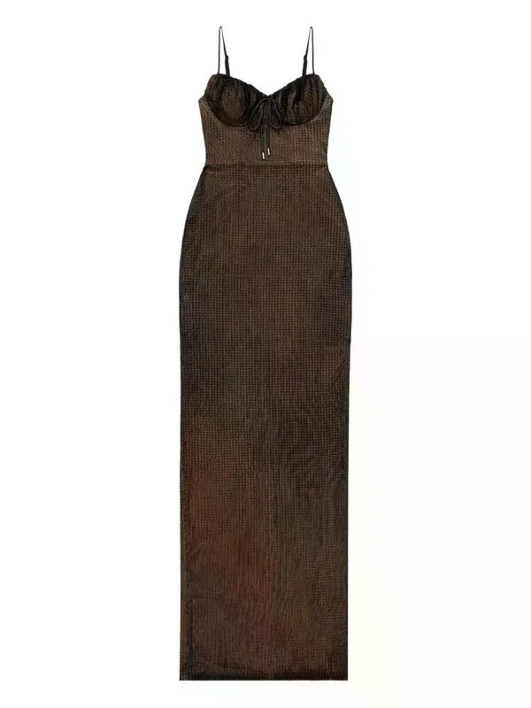 AREA Embellished Maxi Dress - Brown