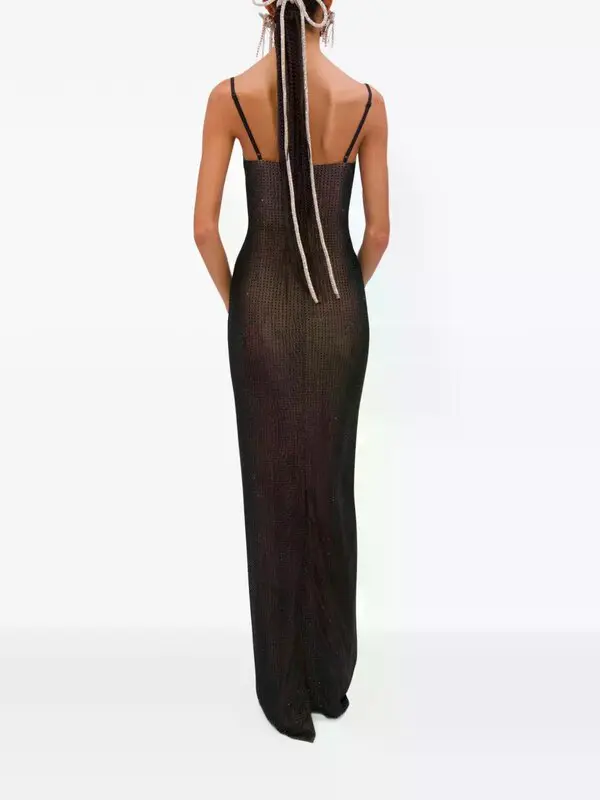 AREA Embellished Maxi Dress - Brown