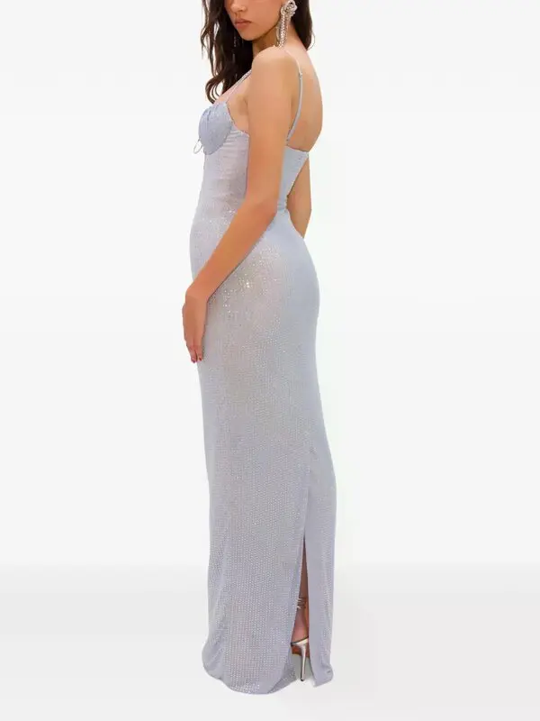 AREA Hotfix-embellished Maxi Dress - Blue