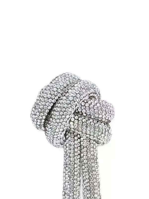 AREA Crystal Knot Drop Earrings - Silver