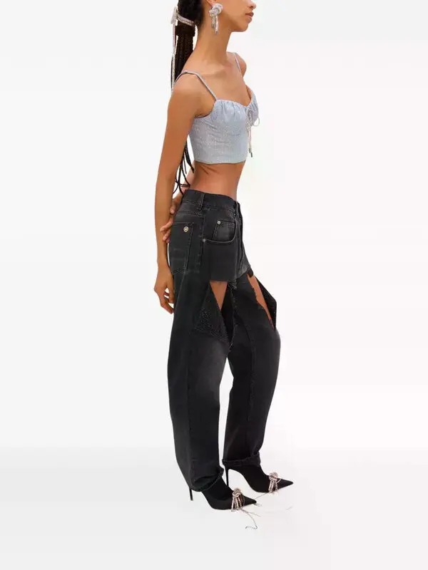 AREA Cotton Trousers With Hotfix Embellishments