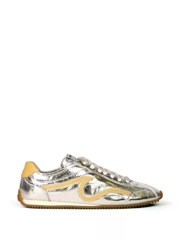 Sandro Light Wave Metallic Leather Sneakers - Silver