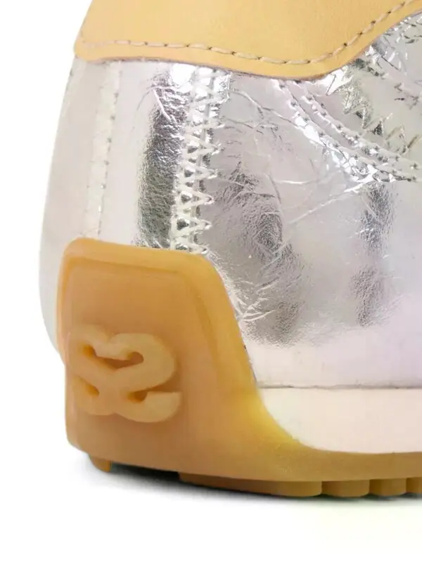 Sandro Light Wave Metallic Leather Sneakers - Silver