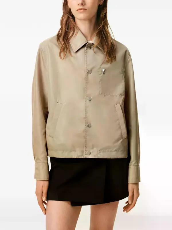 Ami Technical Nylon De Coeur Jacket - Neutrals
