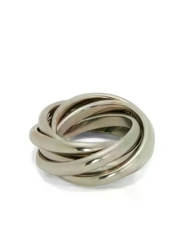 JIL SANDER Engraved-logo Multilayer Ring - Silver
