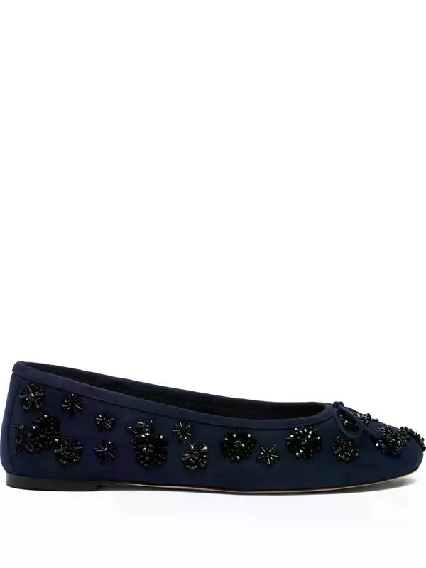 STUART WEITZMAN Prima Bow Embroidered Flats - Blue