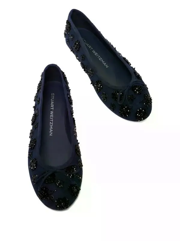 STUART WEITZMAN Prima Bow Embroidered Flats - Blue