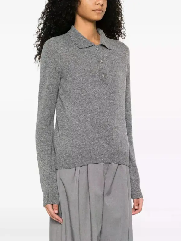 A.M.G. Wool Polo Top - Grey