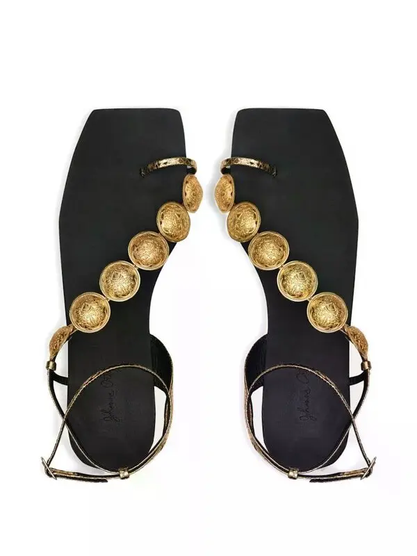 Johanna Ortiz Dazzling Crest Medallion-detail Flat Sandals