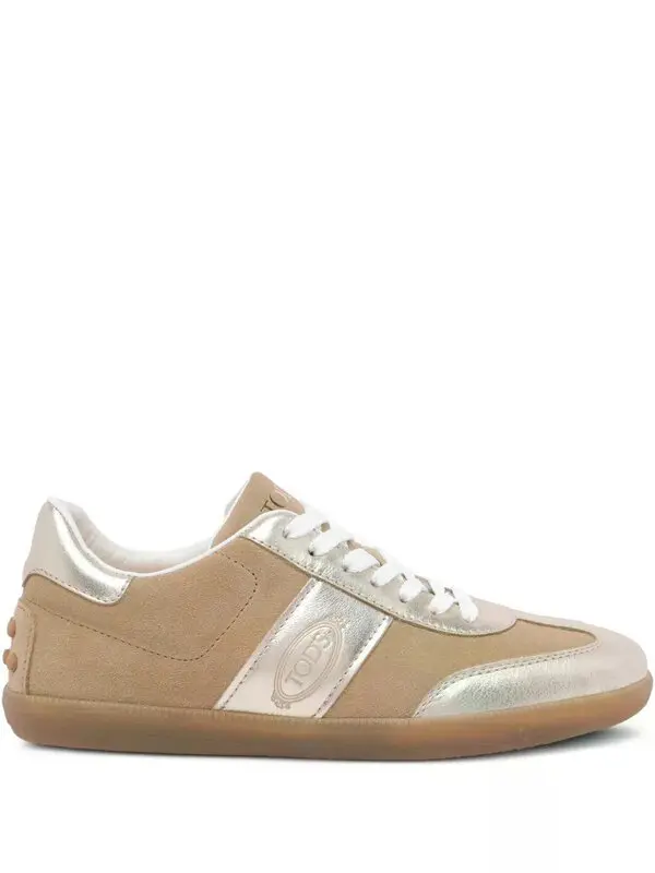 TOD'S Tab Logo Suede Sneakers - Neutrals