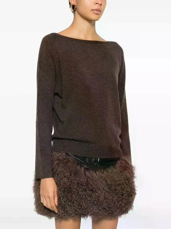 GRAN SASSO Boat-neck Fine Knit Top - Brown