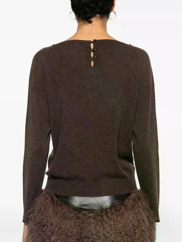 GRAN SASSO Boat-neck Fine Knit Top - Brown