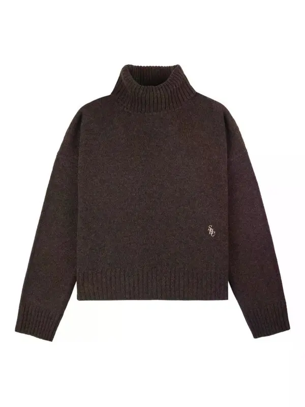 SPORTY & RICH Logo-embroidered Roll Neck Sweater
