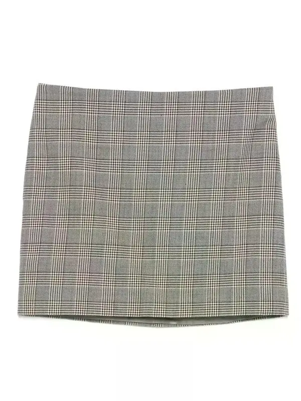 A.M.G. Checked Wool Mini Skirt
