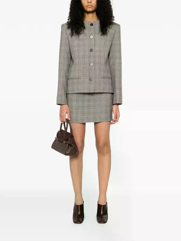 A.M.G. Checked Wool Mini Skirt