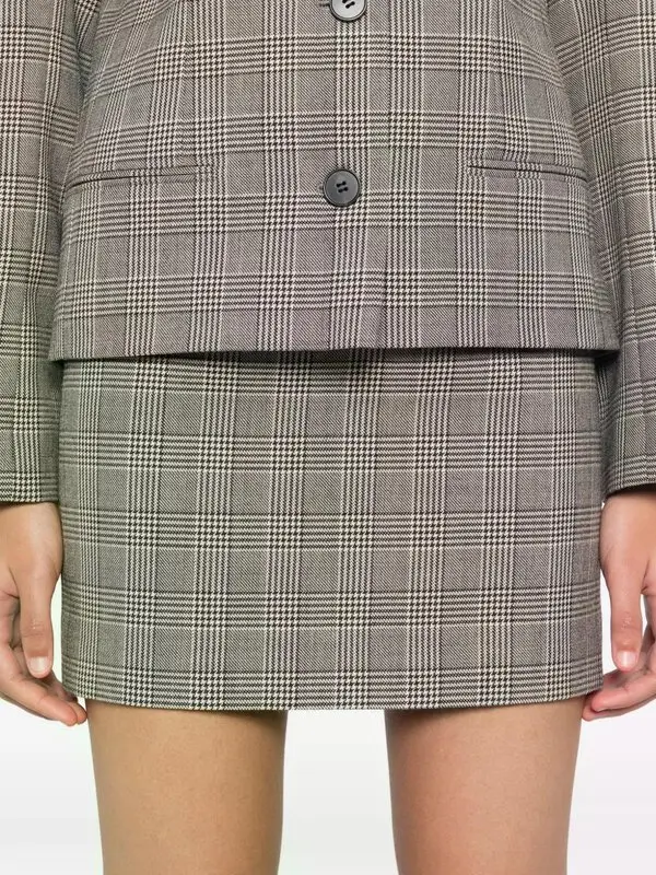 A.M.G. Checked Wool Mini Skirt
