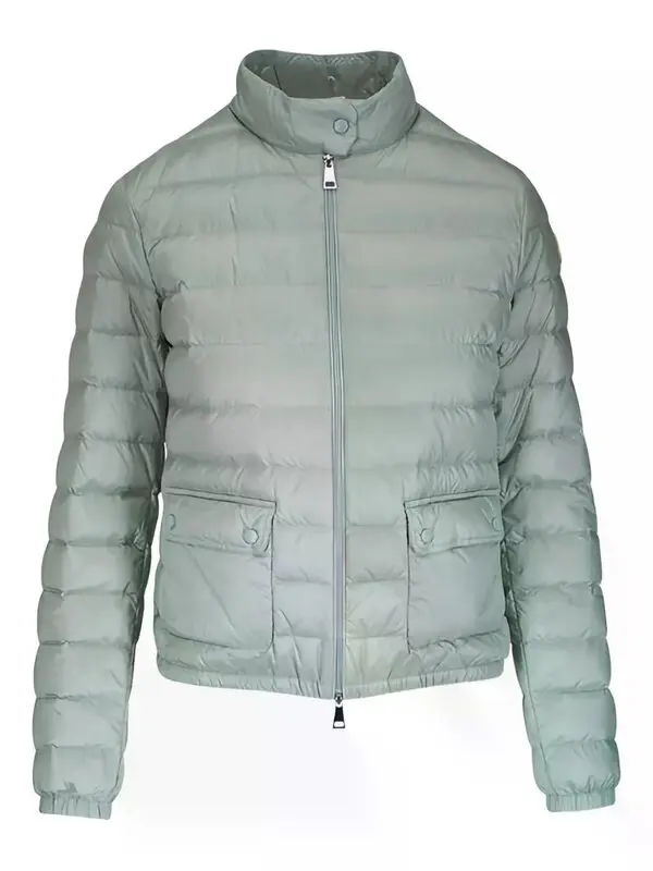 Moncler Quilted Jacket With Logo Patch - Grey