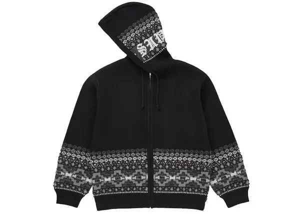Supreme Beaded Zip Up Hooded Sweater - Black
