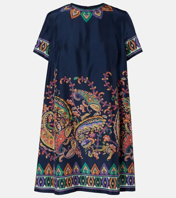 Etro Paisley Silk Habotai Minidress - Multicoloured