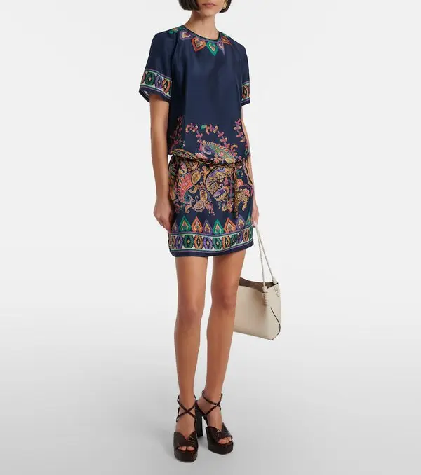 Etro Paisley Silk Habotai Minidress - Multicoloured