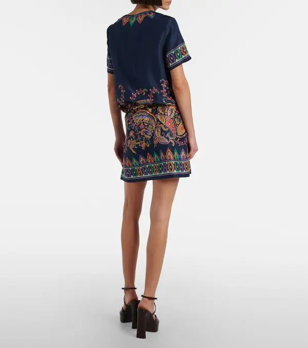 Etro Paisley Silk Habotai Minidress - Multicoloured