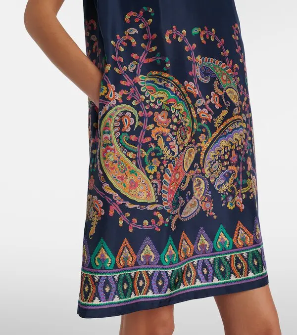 Etro Paisley Silk Habotai Minidress - Multicoloured