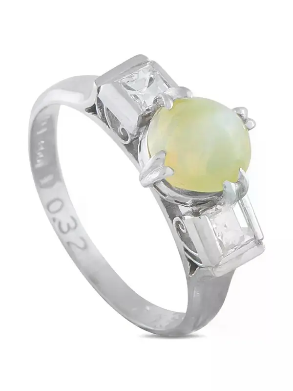 LB EXCLUSIVE Platinum, Diamond, And Cat's Eye Ring - Silver