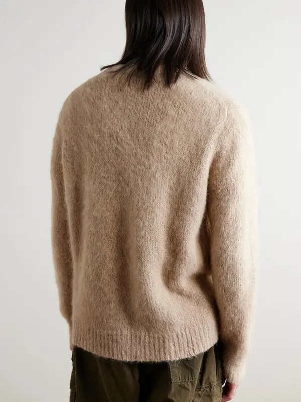 THE ELDER STATESMAN Thistle Brushed Suri Alpaca-blend Sweater - Neutrals