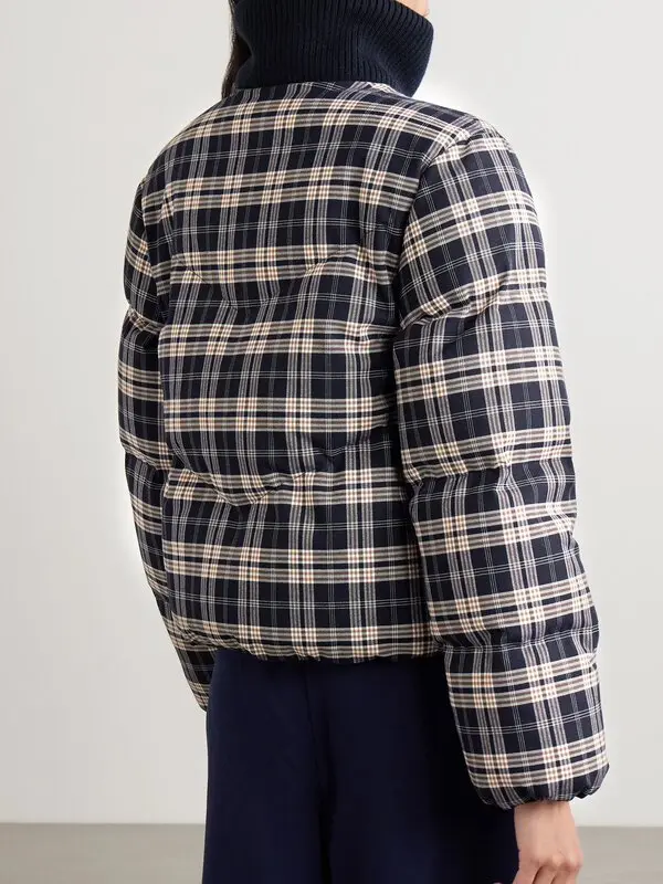Varley Bryony Ribbed Knit-trimmed Quilted Checked Ski Jacket - Blue