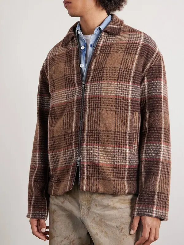 THE ELDER STATESMAN Checked Cashmere Jacket - Brown
