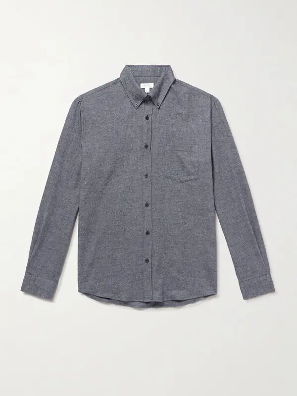 Sunspel Button-down Collar Cotton-flannel Shirt