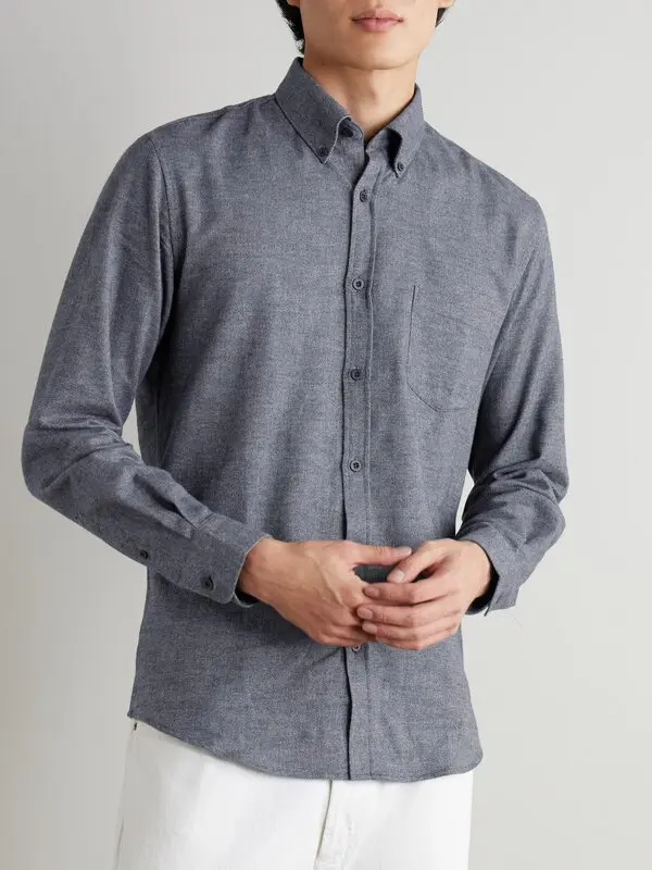 Sunspel Button-down Collar Cotton-flannel Shirt