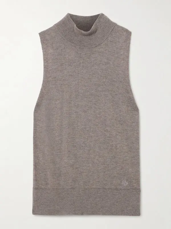 Varley Neilsen Knitted Turtleneck Tank - Brown