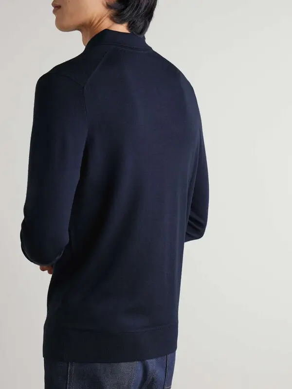 Sunspel Slim-fit Merino Wool Polo Shirt