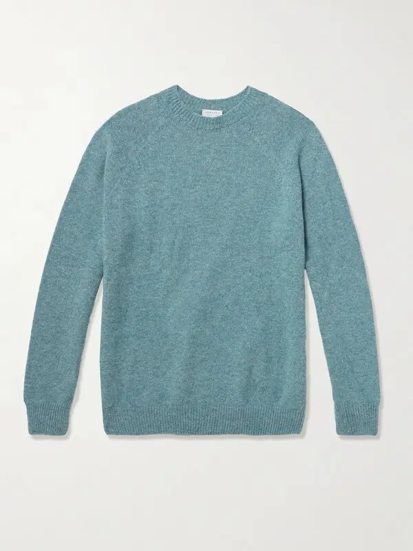 Sunspel Wool Crewneck Sweater - Blue