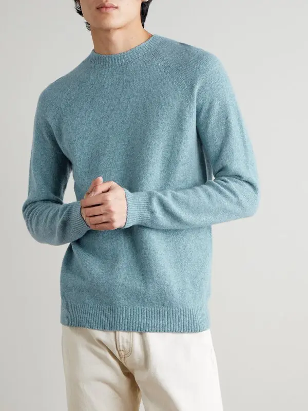 Sunspel Wool Crewneck Sweater - Blue