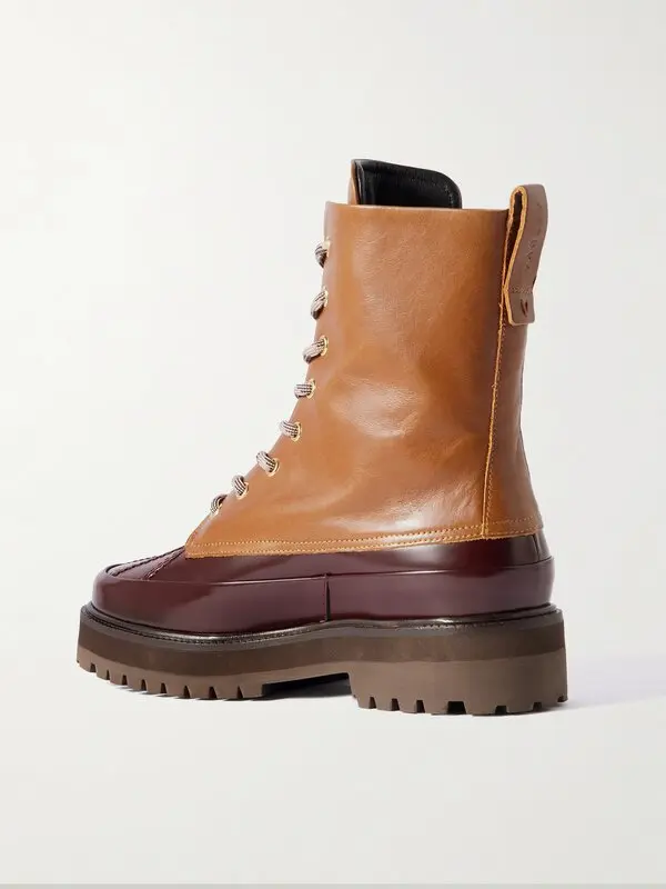 Varley Silo Topstitched Paneled Leather Ankle Boots - Brown