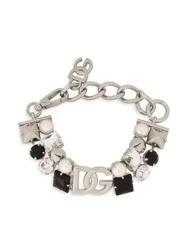 Dolce & Gabbana Vlogo Rhinestone Bracelet - Grey