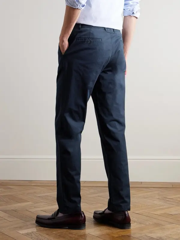 Sunspel Straight-leg Cotton-blend Twill Chinos - Blue