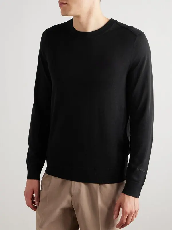Paul Smith Logo-embroidered Merino Wool Sweater - Black