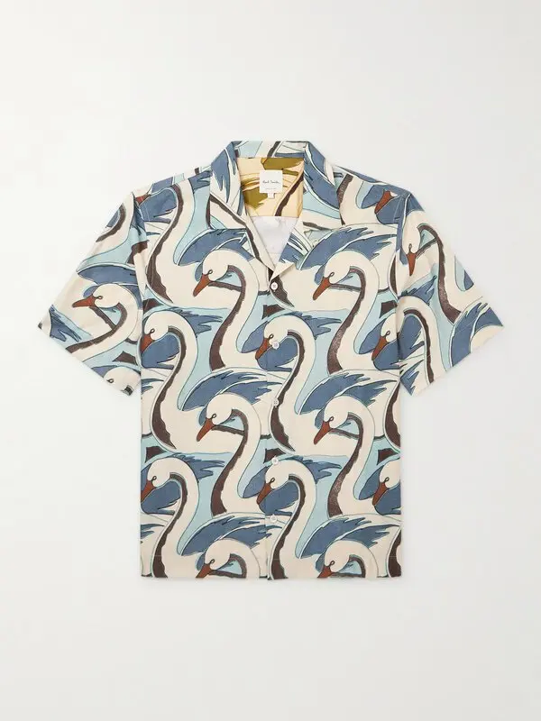 Paul Smith Camp-collar Printed Satin Shirt